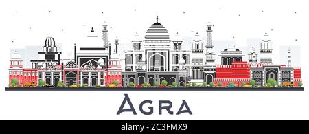 Agra India City Skyline with Color Buildings, Blue Sky and Copy Space ...