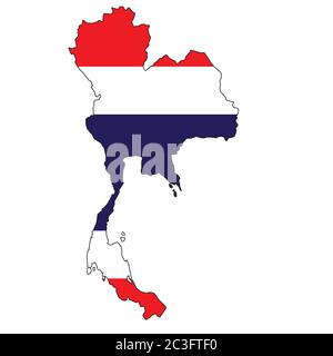 Flag Map of Thailand. 3D rendering Thailand map and flag on Asia map ...