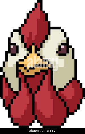Chicken pixel art isolated. 8 bit Little chicken pixelated Vector ...