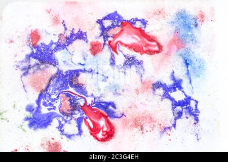 Ink flowing and mixing with colored powder in milk Stock Photo - Alamy