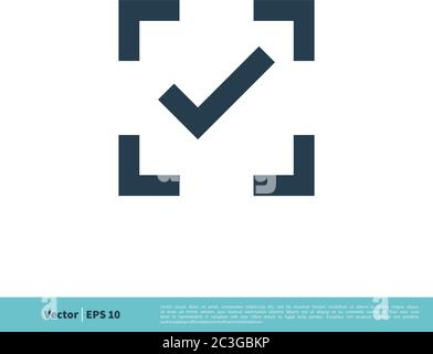Full Screen Preview and Check Mark Icon Vector Logo Template ...