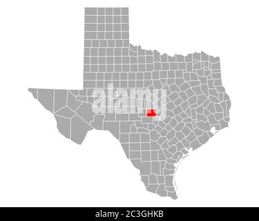 Map of Llano County, Texas Stock Photo - Alamy