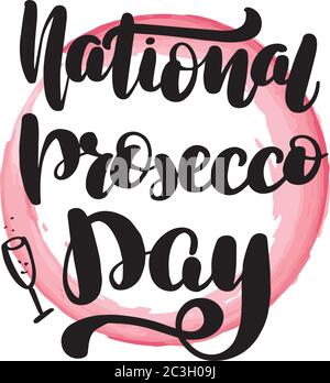 Prosecco calligraphy lettering with hand drawn clicking champagne ...