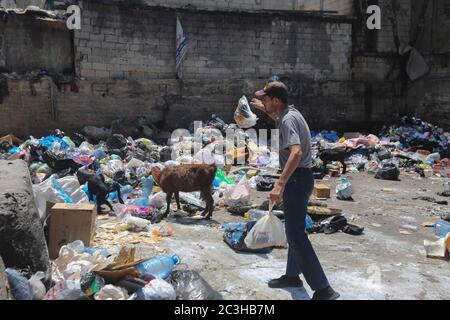 Beirut, Lebanon. July 2020. Garbage piling up in the streets of Beirut ...