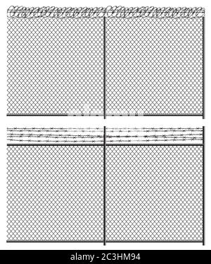 Barb metallic seamless background with boundary fence symbols realistic ...