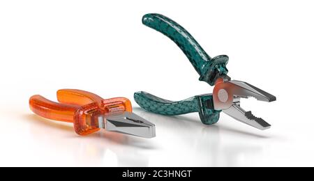 A photorealistic 3D render of a yellow-green banana isolated on a white ...