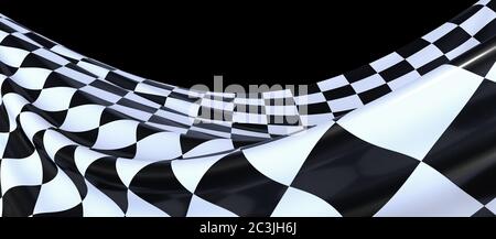 Panoramic shot of a finish line flag on a black background Stock Photo ...