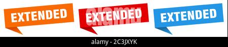 extended banner. extended speech bubble label set. extended sign Stock ...