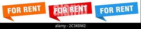 for rent banner. for rent speech bubble, label, sticker, ribbon, sign ...