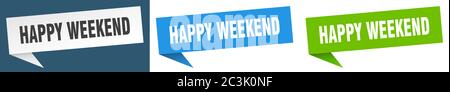 happy weekend sign. happy weekend paper origami speech bubble. happy ...