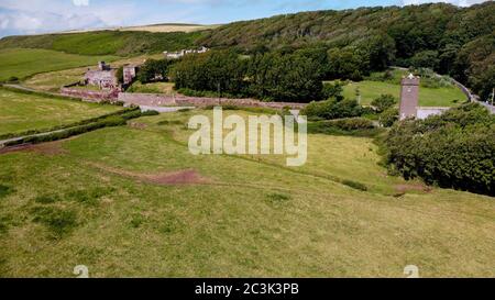 Aerial View of Dale Castle and Church, Pembrokeshire Wales, UK Stock ...