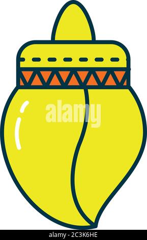 Indian shankha line style icon design, India culture travel and asia ...