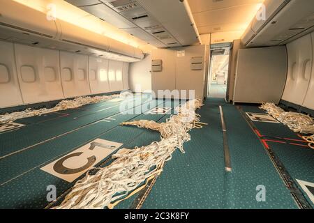 Cargo Airplane - view inside the main deck cargo compartment on a ...