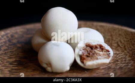 Mini Nopia or Mino. Indonesian cookies with brown sugar. Traditional ...
