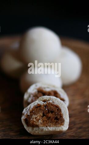 Mini Nopia or Mino. Indonesian cookies with brown sugar. Traditional ...