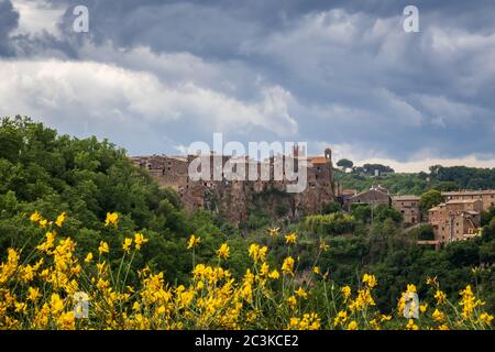 Panoramic view of Calcata, a village in central Italy Stock Photo - Alamy