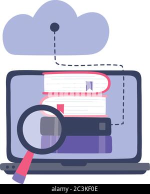 laptop computer with ebooks Stock Vector Image & Art - Alamy