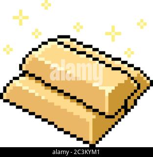 vector pixel art gold bar isolated cartoon Stock Vector Image & Art - Alamy