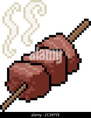 vector pixel art barbecue isolated cartoon Stock Vector Image & Art - Alamy