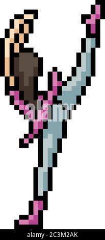 vector pixel art woman dance ballet isolated cartoon Stock Vector Image ...