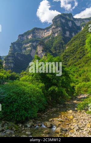 Summer scenery of the Three Gorges Waterfall in Yichang, Hubei, China ...