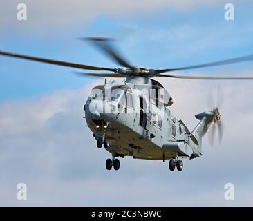 The Royal Navy Merlin HC4 helicopter took part in the commando assault ...