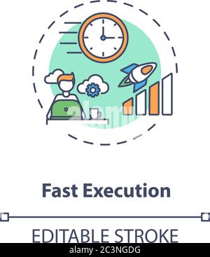 project execution line icon, outline symbol, vector illustration ...