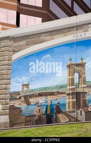 Roebling mural by Robert Dafford on the Ohio River leveeCovington ...