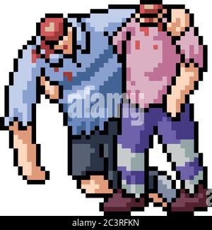 vector pixel art zombie walk isolated cartoon Stock Vector Image & Art ...