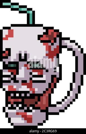 Zombie pixel art. 8 bit Dead man monster. pixelated zombi Vector ...