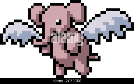 Elephant 8 Bit Pixel Art Animal Video Game Cartoon Stock Vector Image ...