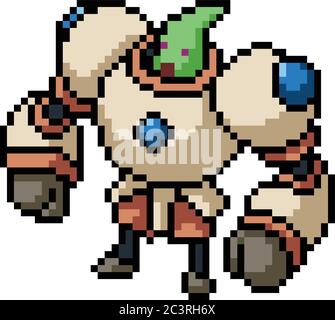 Robot pixel art character for 8 bit game scenery arcade video game ...