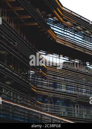Modern City library De Krook building lit up with yellow and white ...