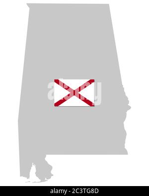 Flag in map of Alabama Stock Photo - Alamy