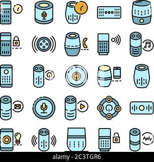 Speakers outline flat color icons with quadrant frames on white background Stock Vector Image ...