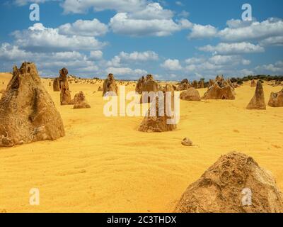 The Pinnacles Desert in Western Australia close to the Indian Ocean ...