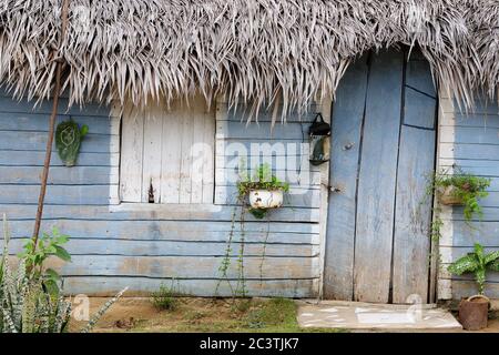 Thatched roof building at the base of the Mountain in the Village, in ...