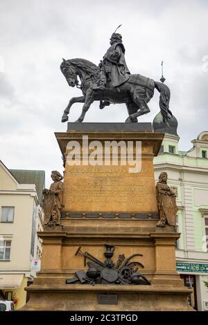 Statue of George of Podiebrad or King of Bohemia in Podebrady, Central ...