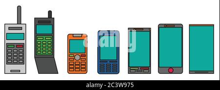 Cell phone evolution illustration. Flat vector Stock Vector Image & Art ...