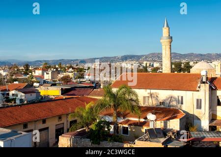 Paphos old town and Moutallos Mosque minaret. Cyprus Stock Photo - Alamy
