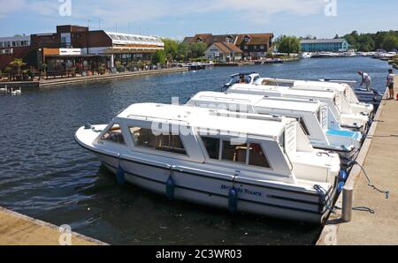 UK Norfolk Broads Wroxham boats moored on River Bure Stock Photo - Alamy