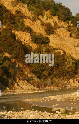 Eroded cliff side in Valea Putnei Canyon, Vrancea County, Romania Stock ...