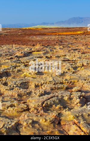 Surreal Dallol desert landscape ground close up, Danakil, Ethiopia ...