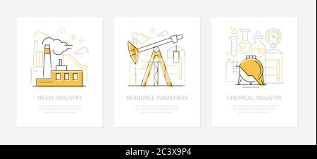 Manufacturing concept - line design style banners set Stock Vector ...