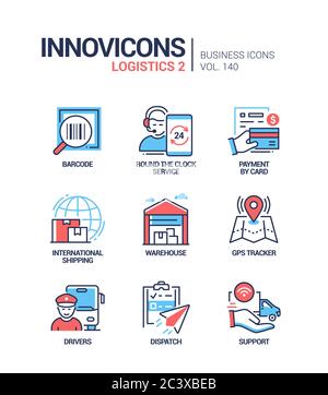 Dispatch line icons collection. Delivery, Logistics, Shipping ...