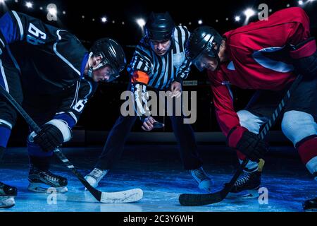 ice hockey players, group of people, team friends waiting and relaxing ...