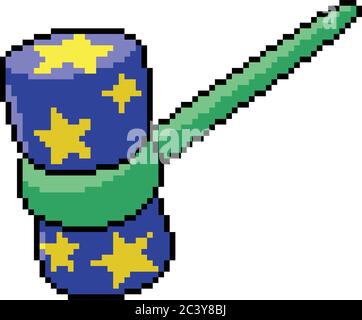 Hammer pixel art isolated. 8 bit sledgehammer. pixelated Blacksmith tool Vector illustration ...