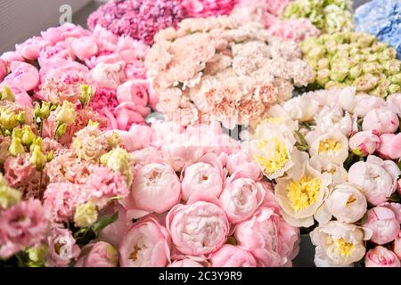 Floral carpet or Wallpaper. Background of mix of flowers. Beautiful ...