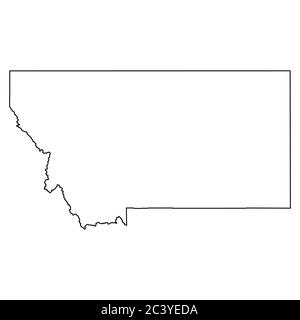 Montana MT state Maps. Black silhouette and outline isolated on a white ...