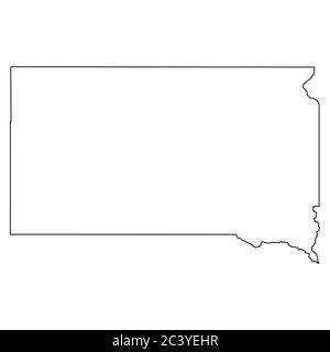 South Dakota SD state Map USA. Black silhouette solid map isolated maps ...